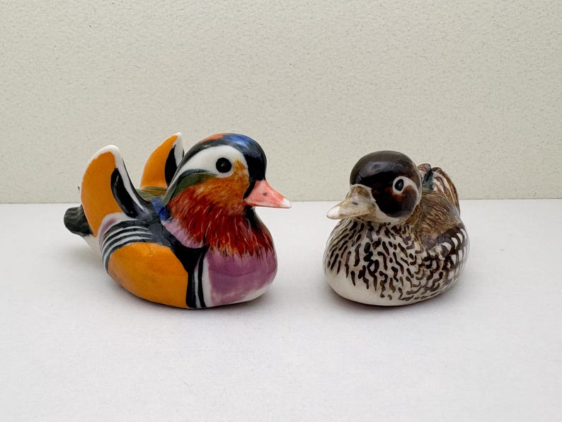 Hand-painted Ceramic Mandarin Duck Figurines: Symbol of Love - Etsy