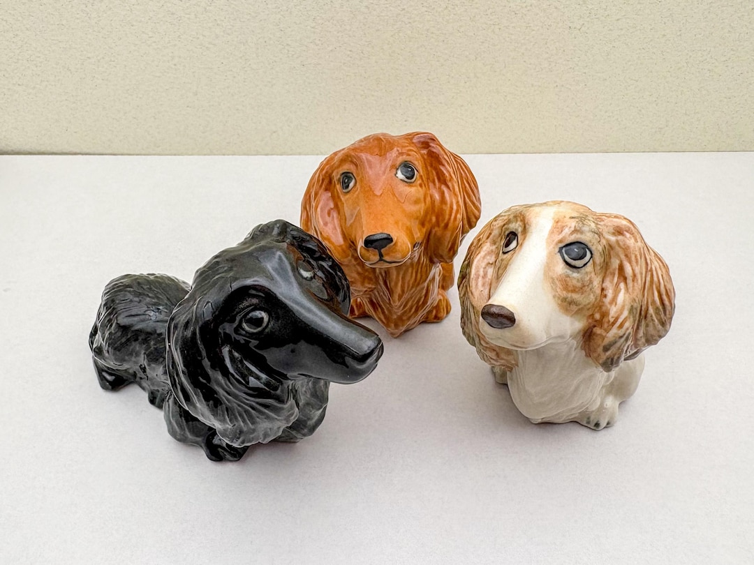 Hand-painted Long-haired Dachshund Ceramic Figurine: Dog Lover Gift - Etsy