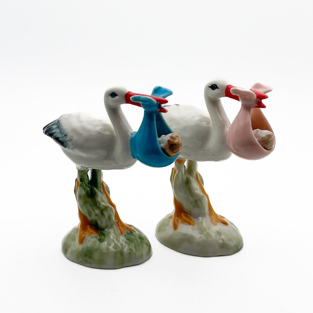 Handmade Ceramic Stork Figurine: Nursery Decor, Newborn Gift - Etsy