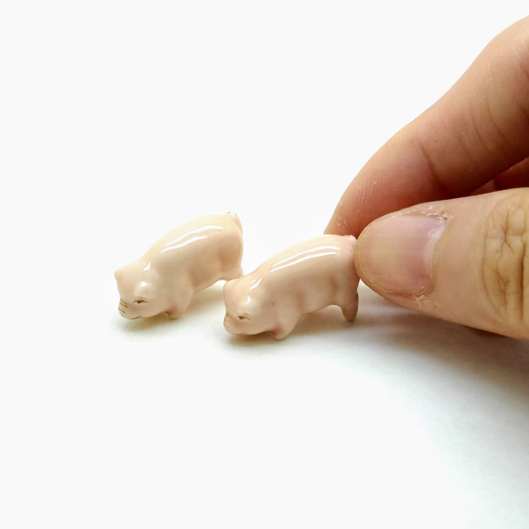 2 Pink Pigs Figurine Ceramic Farm Animal Miniature Statue - Etsy
