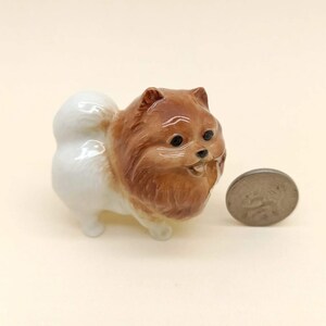 White Pomeranian With Brown Head Dog Ceramic Figurines, Pom Miniature ...
