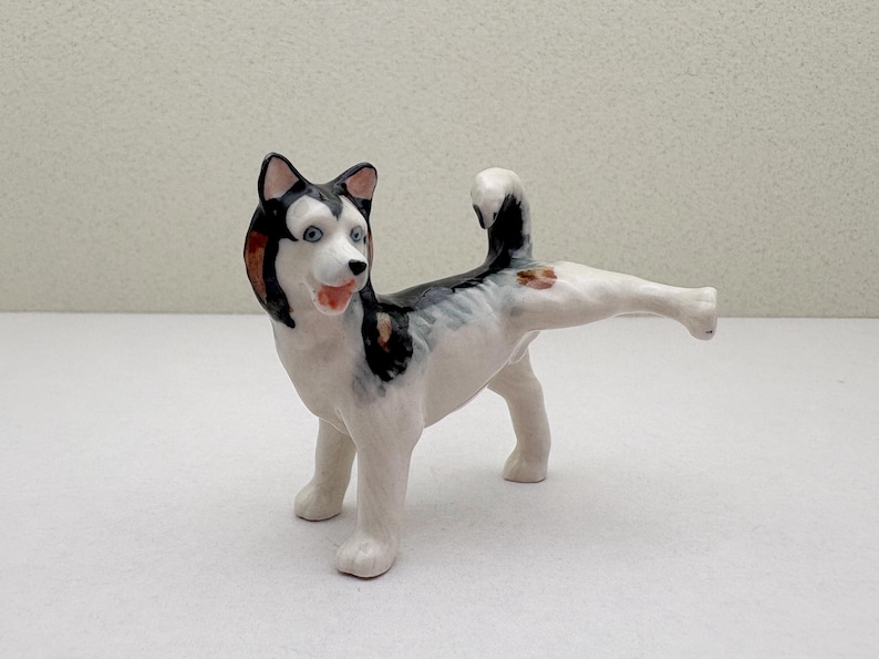 Hand-painted Ceramic Husky Figurines: Dog Lover Gift, Collectible ...