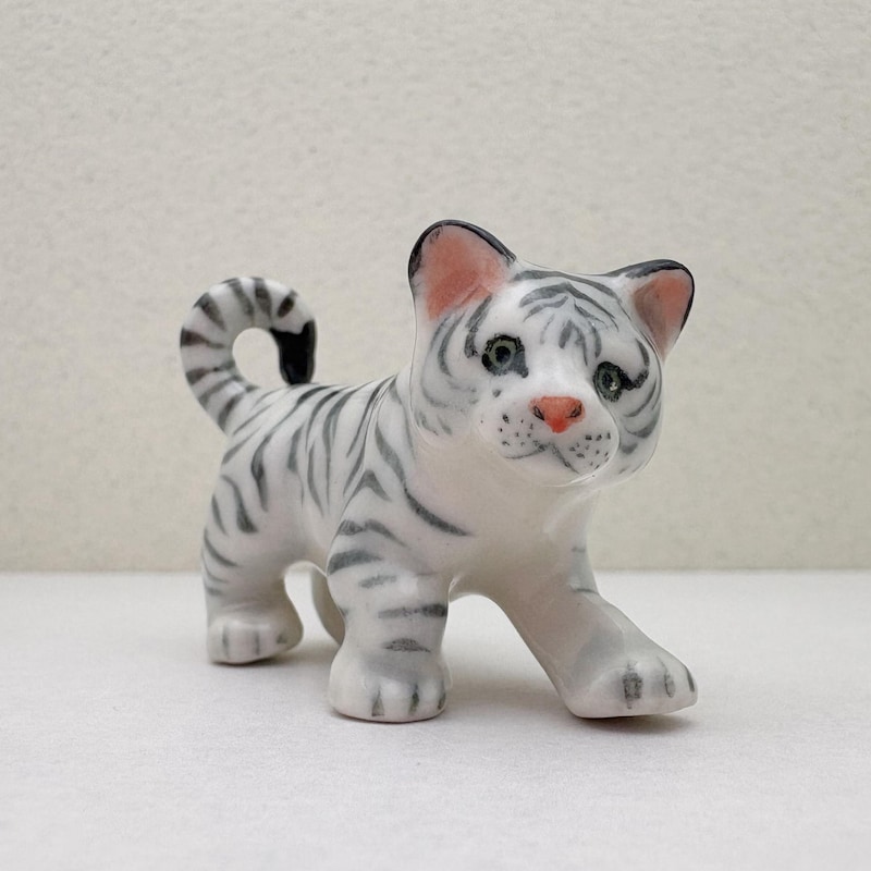 Porcelain Tiger Figurine - Etsy