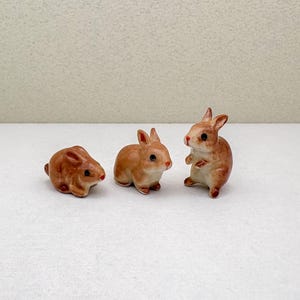 Tiny Ceramic Rabbit Figurines: Hand-painted Dollhouse Miniatures, Set ...