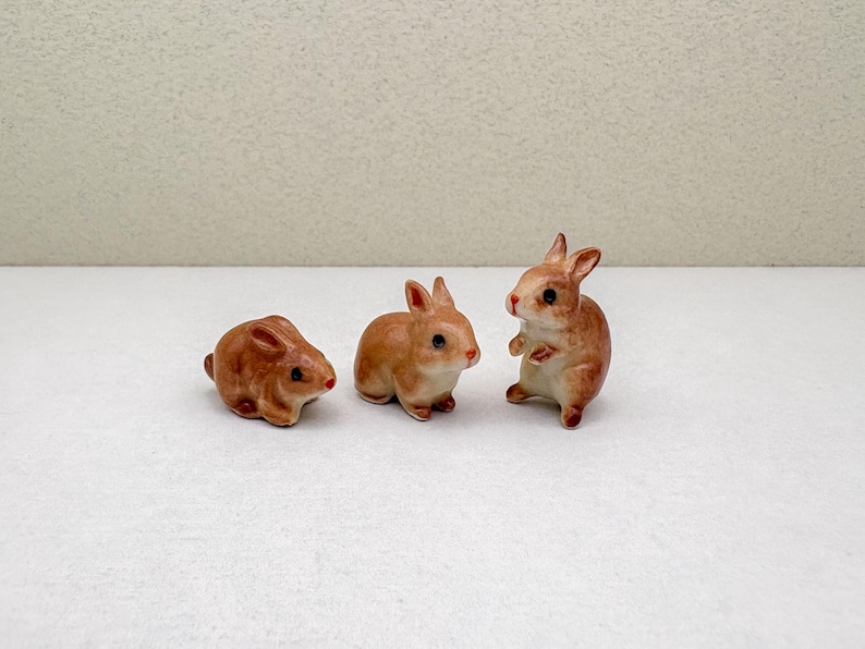 Tiny Ceramic Rabbit Figurines: Hand-painted Dollhouse Miniatures, Set ...