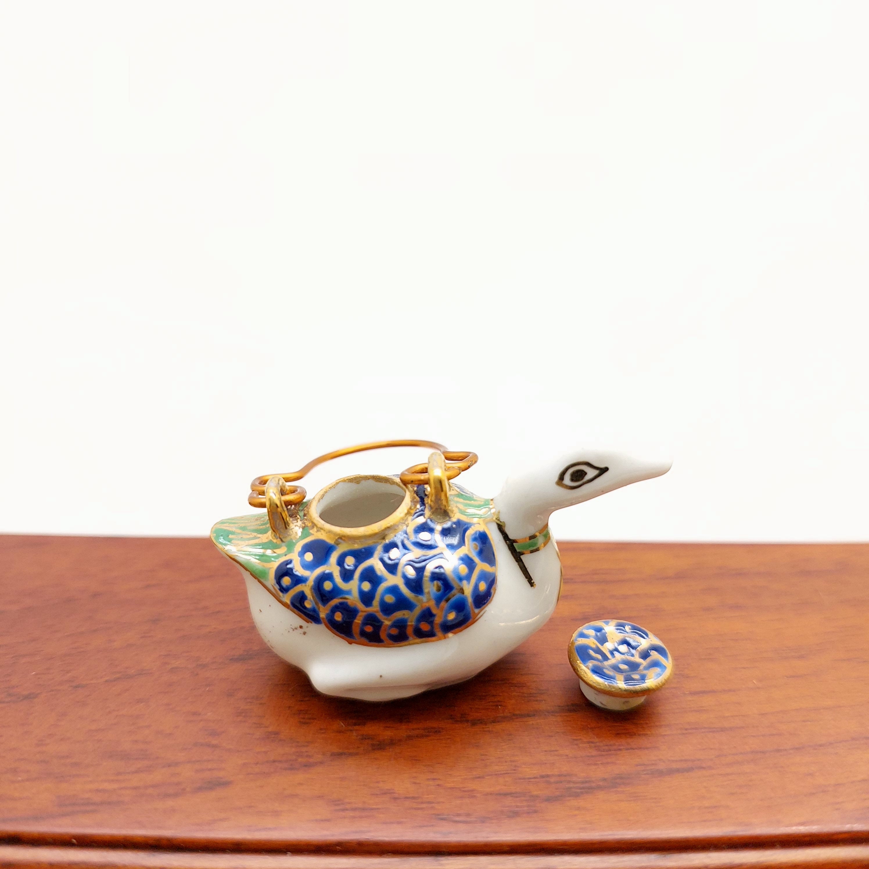 Ceramic Porcelain Miniature Duck Shaped Teapot With Copper - Etsy