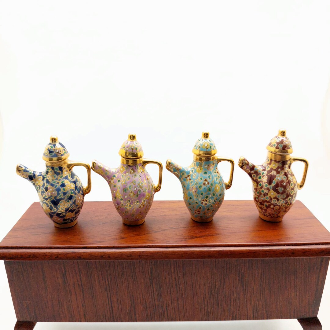 Ceramic Porcelain Miniature Coffee Pot With Lid, Benjarong Patterns ...