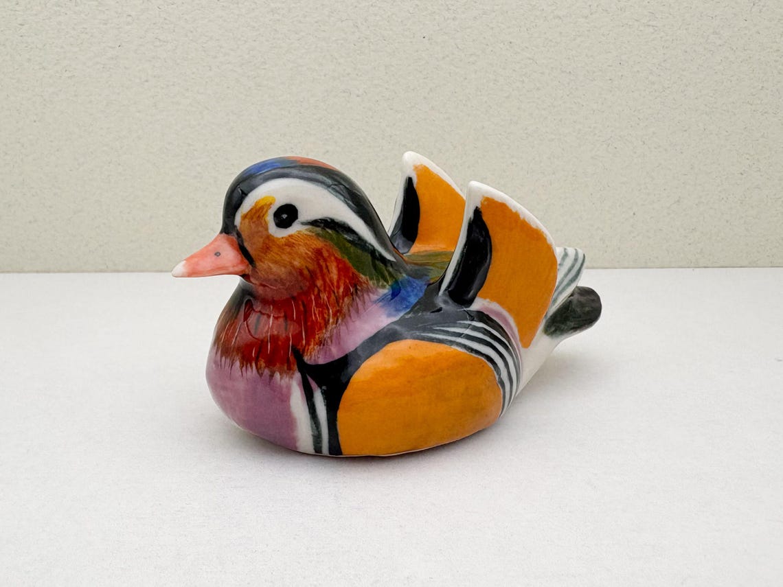 Hand-painted Ceramic Mandarin Duck Figurines: Symbol of Love - Etsy