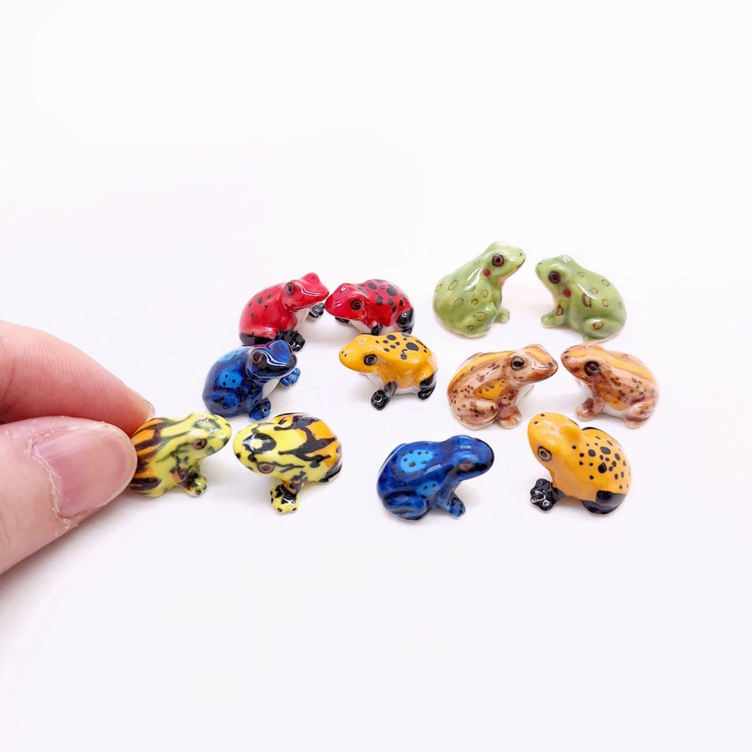 Colorful Ceramic Frog Miniatures, Handcrafted Tiny Animal Figurines ...