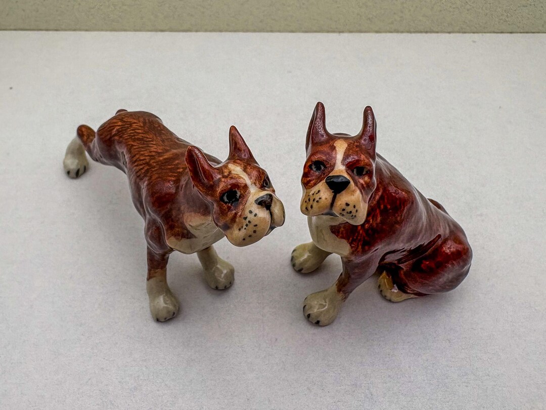 Handmade Ceramic Boxer Dog Figurines: Rustic Home Decor, Set of 2 - Etsy