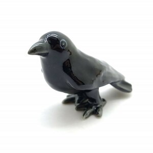 Mini Crow Ceramic Figurines, Hand-painted Raven Pair, Tiny Bird ...