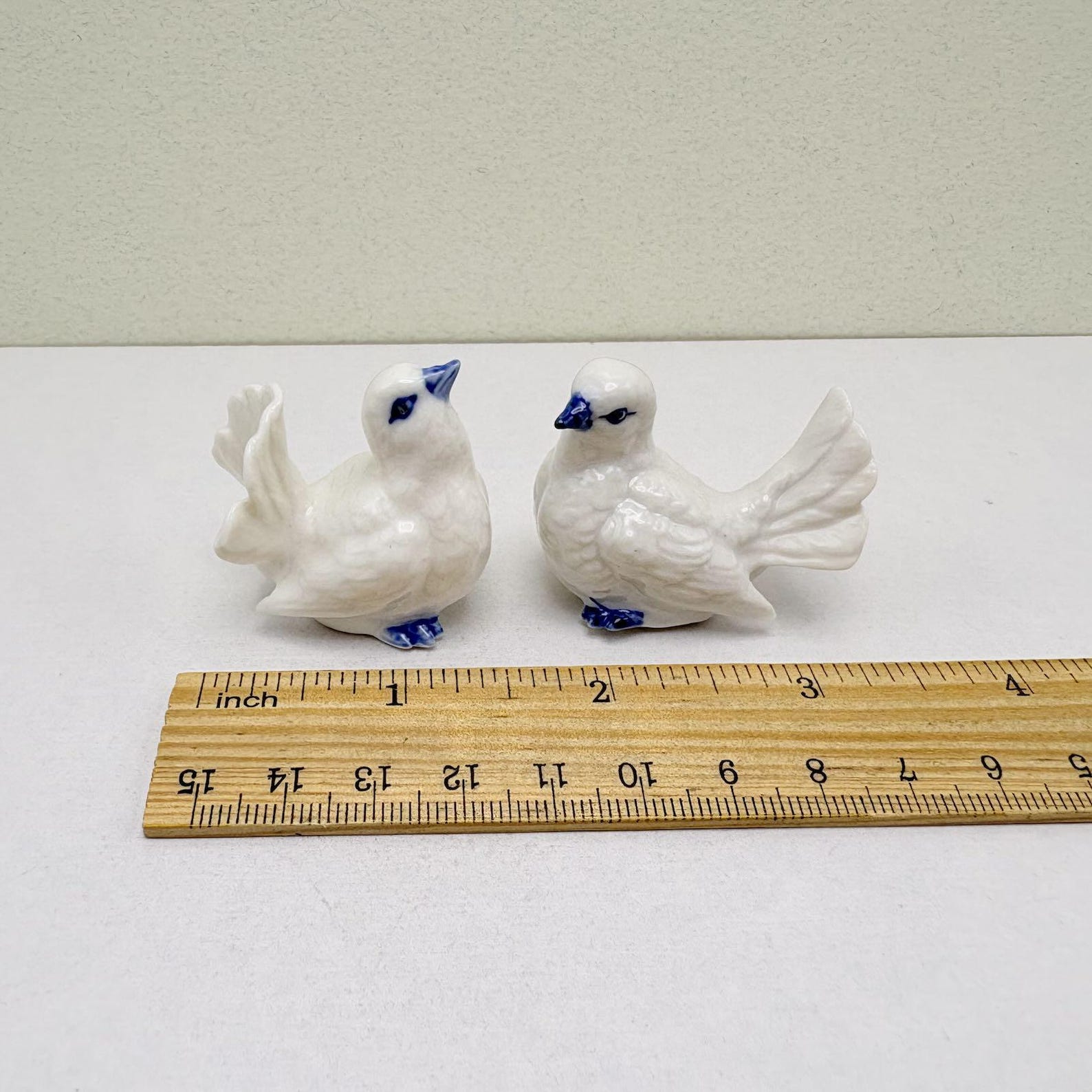 Mini White Dove Ceramic Figurines Set of 5, Hand Painted Tiny Birds ...