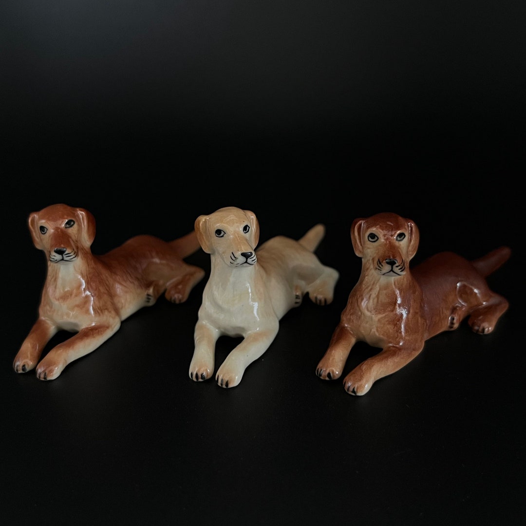 Small Ceramic Figurine of a Labrador Retriever Dog Lying Down ...