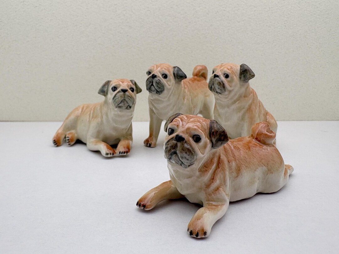 Hand-painted Ceramic Pug Figurine: Miniature Dog Collectible - Etsy