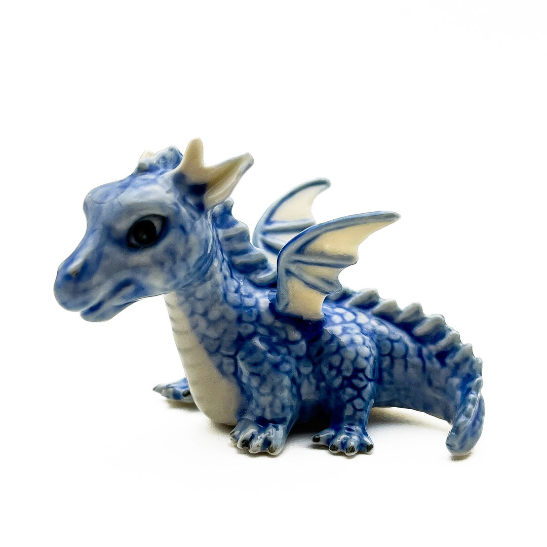 Little Blue Dragon Ceramic Figurine - Etsy