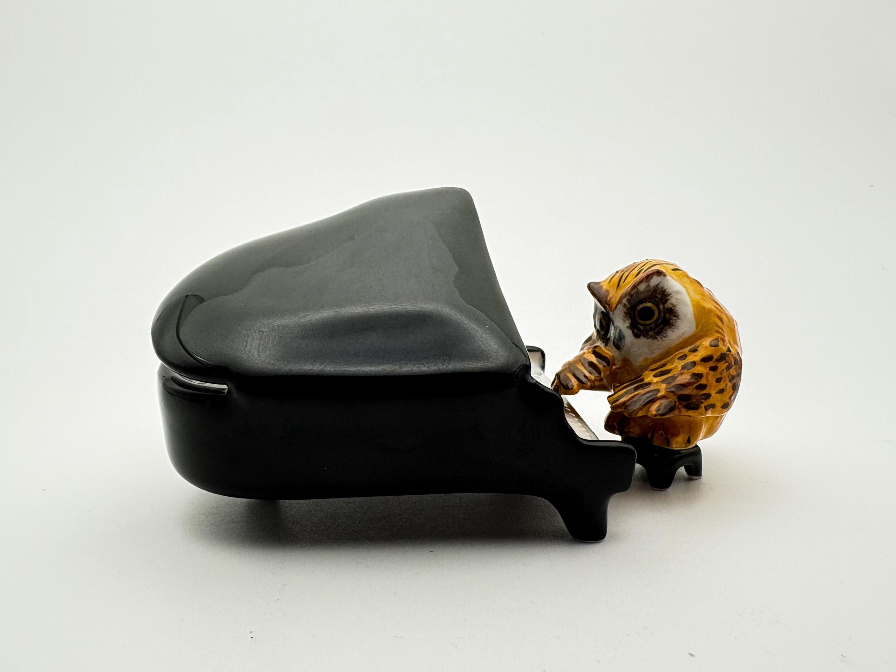 Hand-painted Ceramic Owl Musician Figurine: Whimsical Home Decor - Etsy
