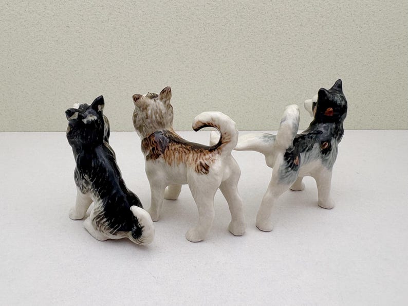 Hand-painted Ceramic Husky Figurines: Dog Lover Gift, Collectible ...