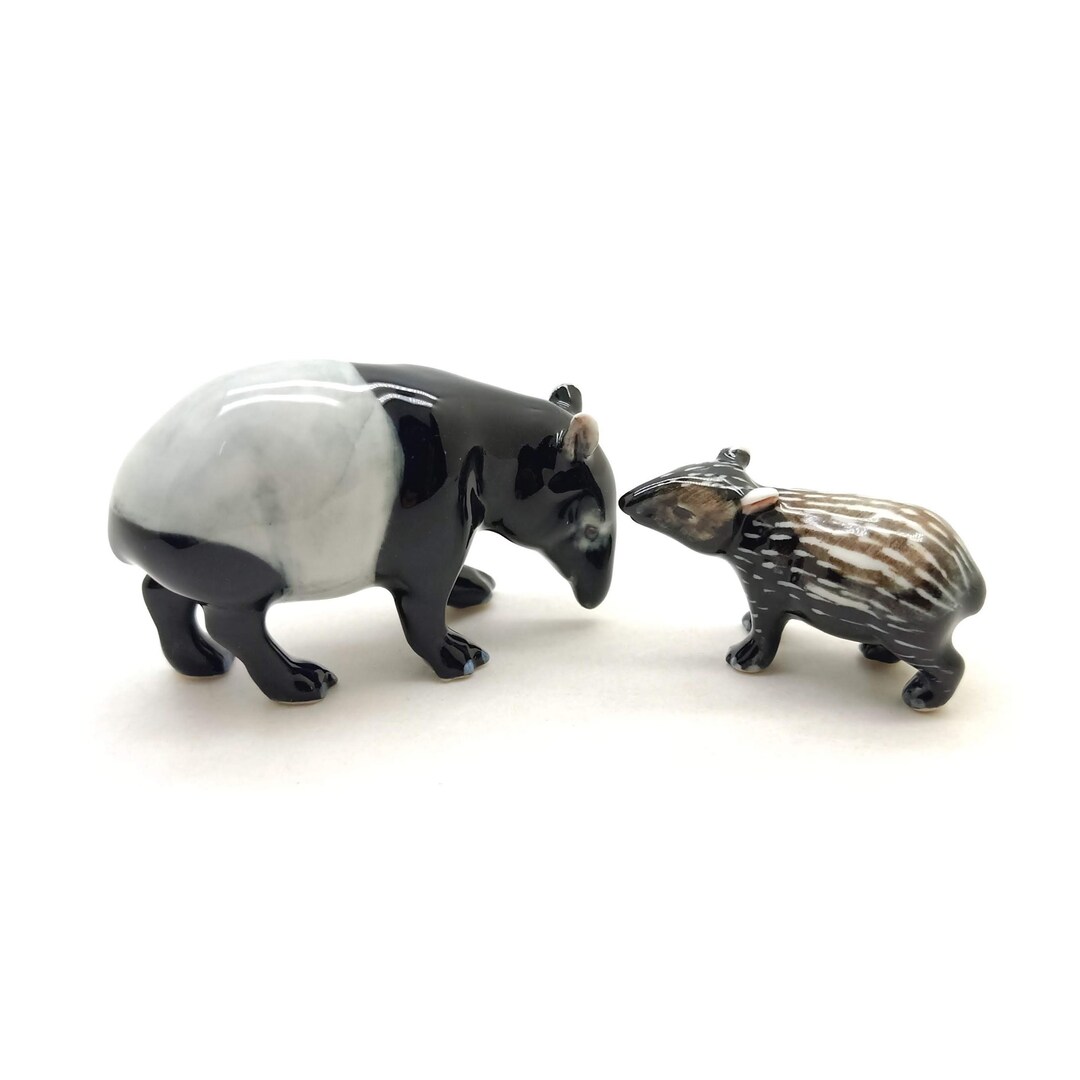 Set of 2 Malayan Tapir Ceramic Figurines, Good for Wild Animal ...