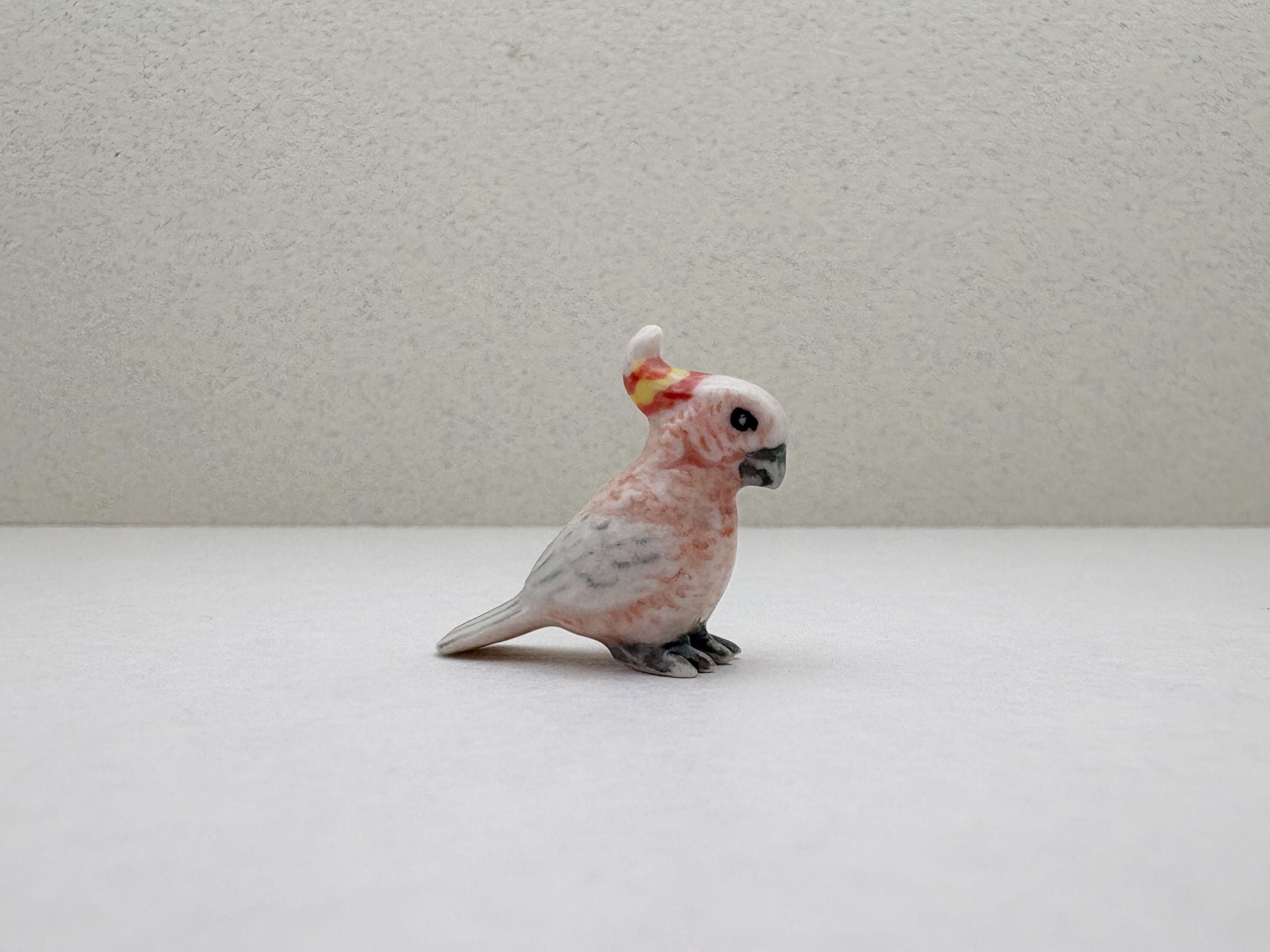 Tiny Cockatoo Birds Ceramic Figurine Miniature Statue, Gift for Bird ...