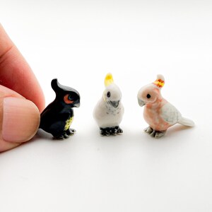 Tiny Cockatoo Birds Ceramic Figurine Miniature Statue, Gift for Bird ...