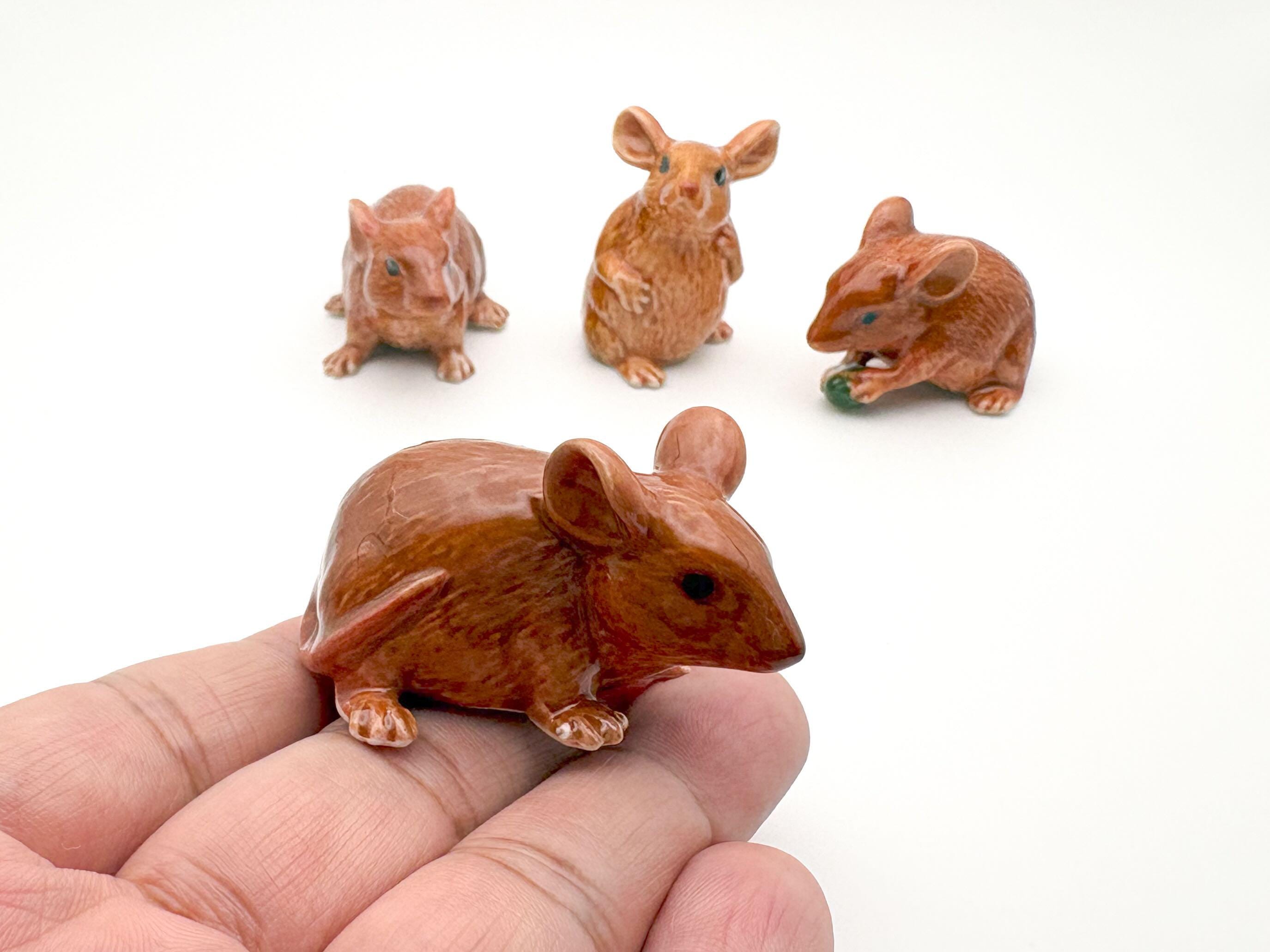 Handcrafted Ceramic Rat Figurine: Rustic Brown Miniature Mouse Decor - Etsy