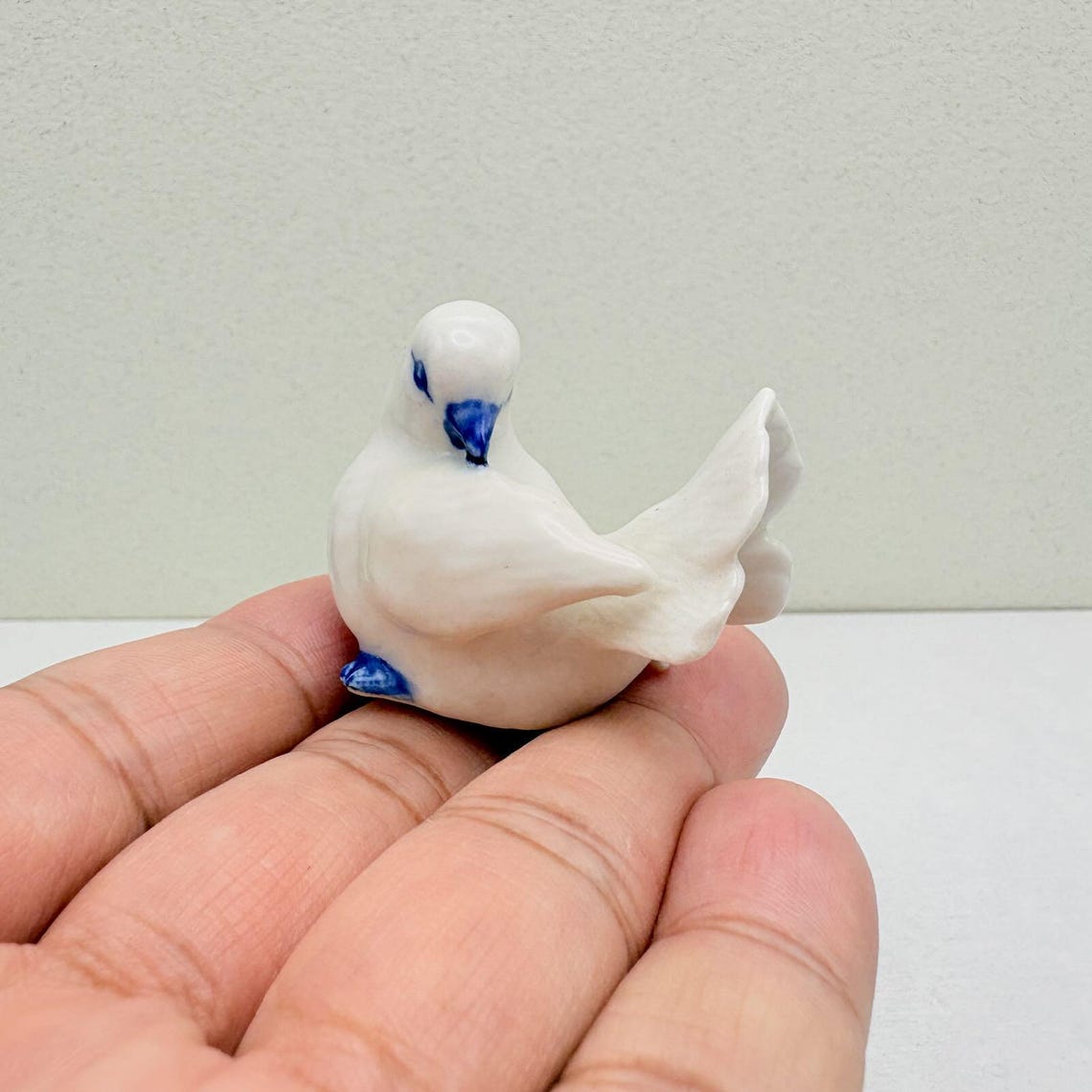 Mini White Dove Ceramic Figurines Set of 5, Hand Painted Tiny Birds ...