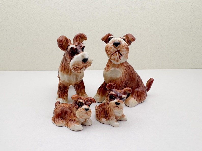 Handmade Ceramic Schnauzer Figurine Set: Miniature Dog Collectibles - Etsy