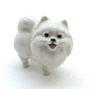 White Pom Pomeranian Dog Ceramic Figurines Animal Statues Home ...