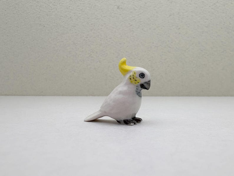 Tiny Cockatoo Birds Ceramic Figurine Miniature Statue, Gift for Bird ...