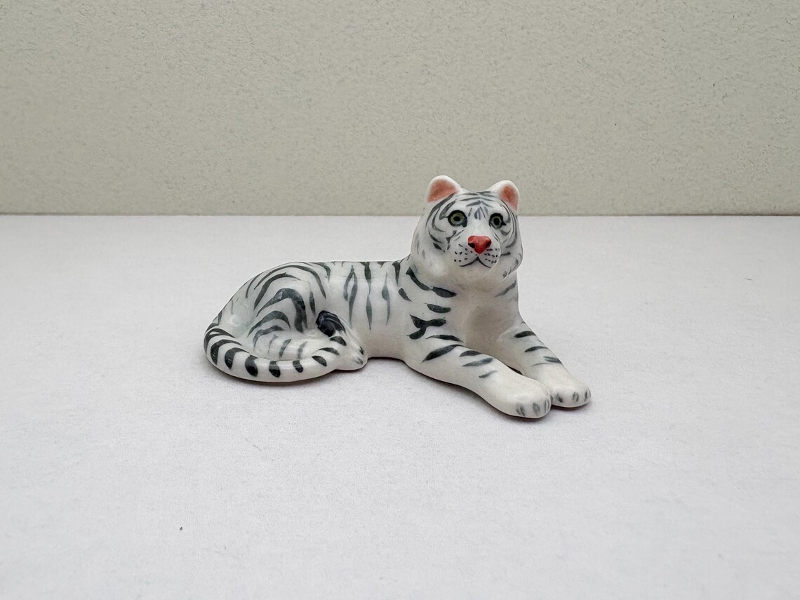 Hand-painted Ceramic Tigers | Miniature Figurines, Front-facing ...