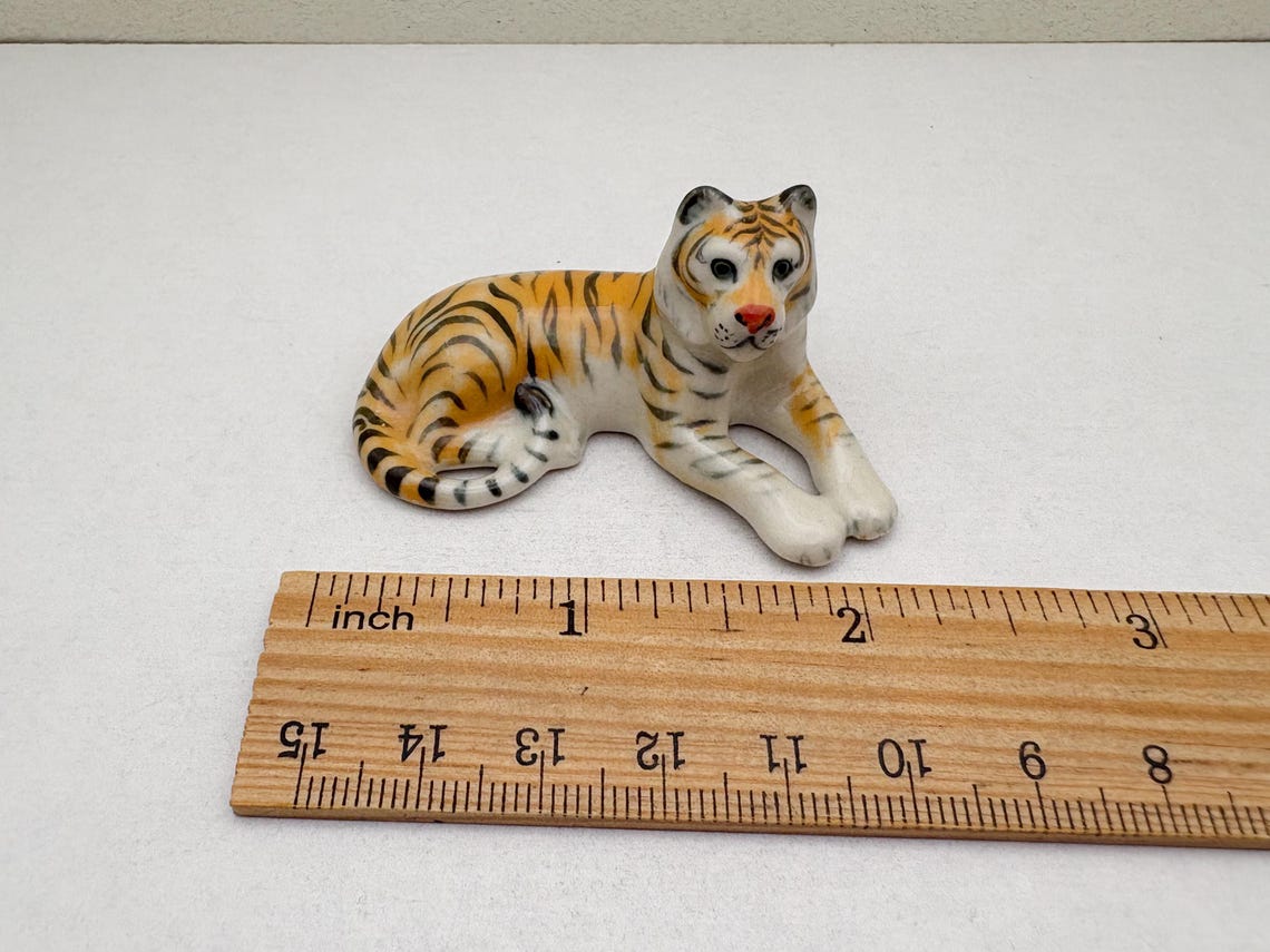 Hand-painted Ceramic Tigers | Miniature Figurines, Front-facing ...