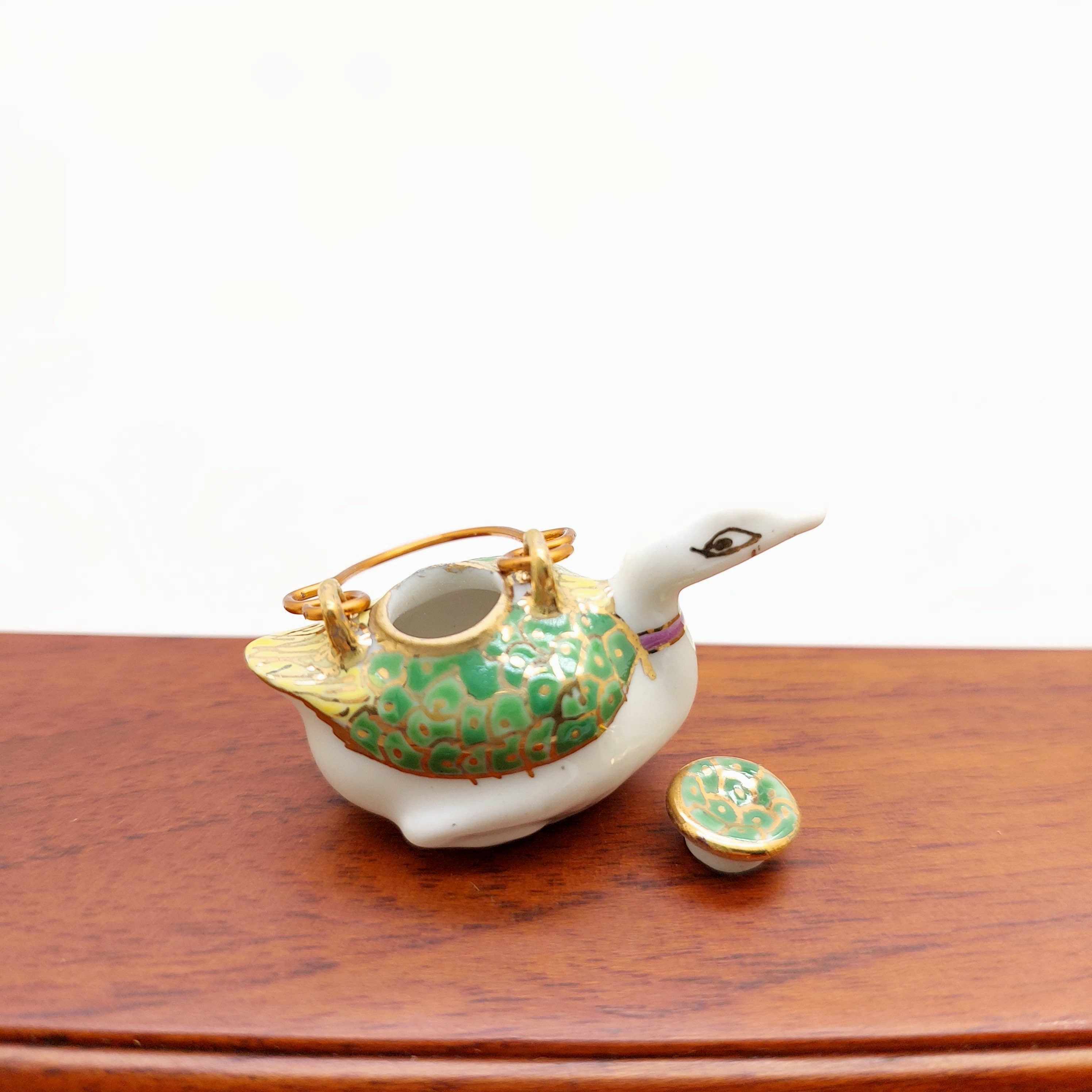 Ceramic Porcelain Miniature Duck Shaped Teapot With Copper - Etsy