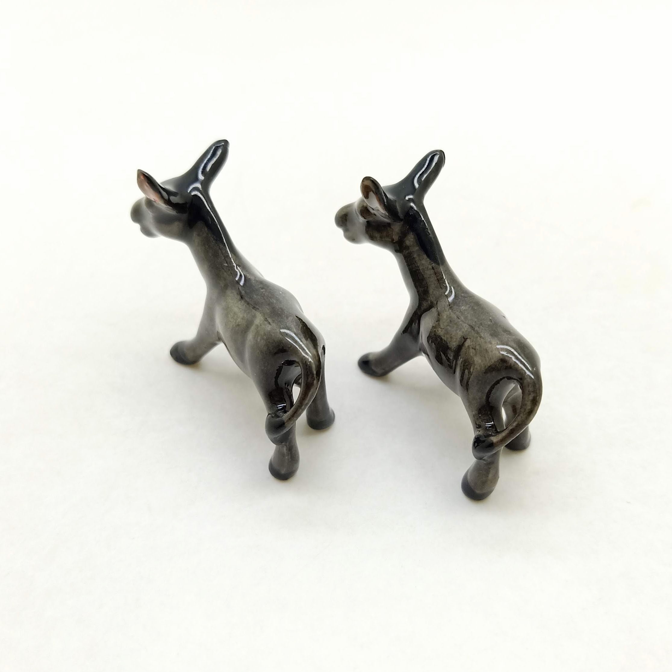 2 Donkeys Ceramic Figurine Farm Animal Miniature Statue - Etsy