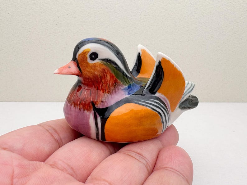 Hand-painted Ceramic Mandarin Duck Figurines: Symbol of Love - Etsy