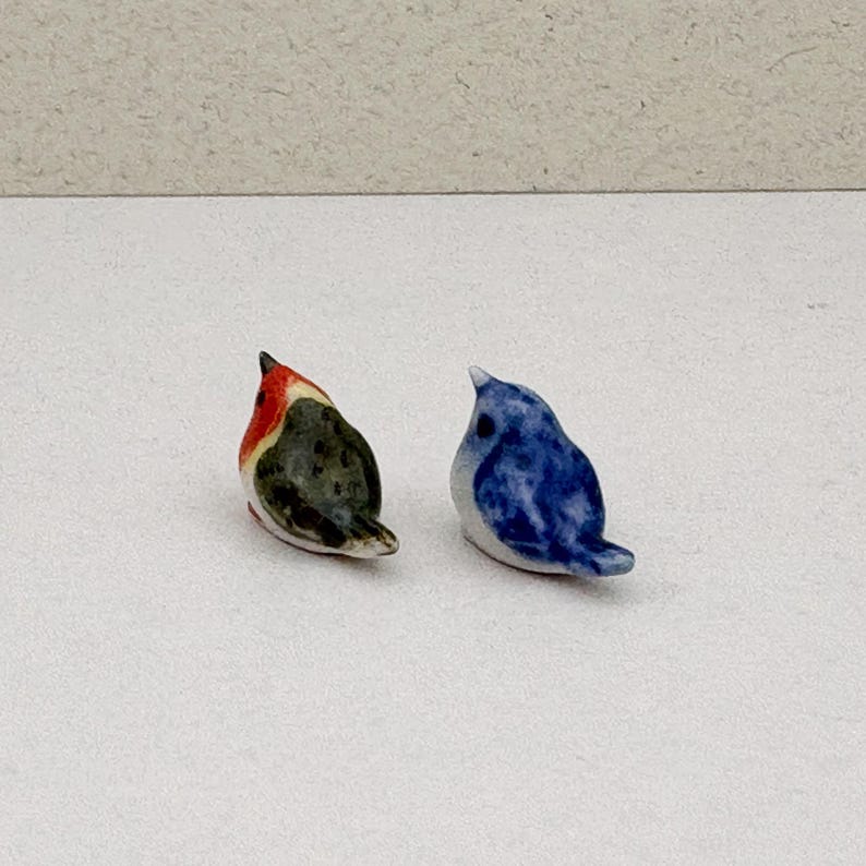 Hand-painted Miniature Ceramic Bird Figurines: Dollhouse Duo - Etsy