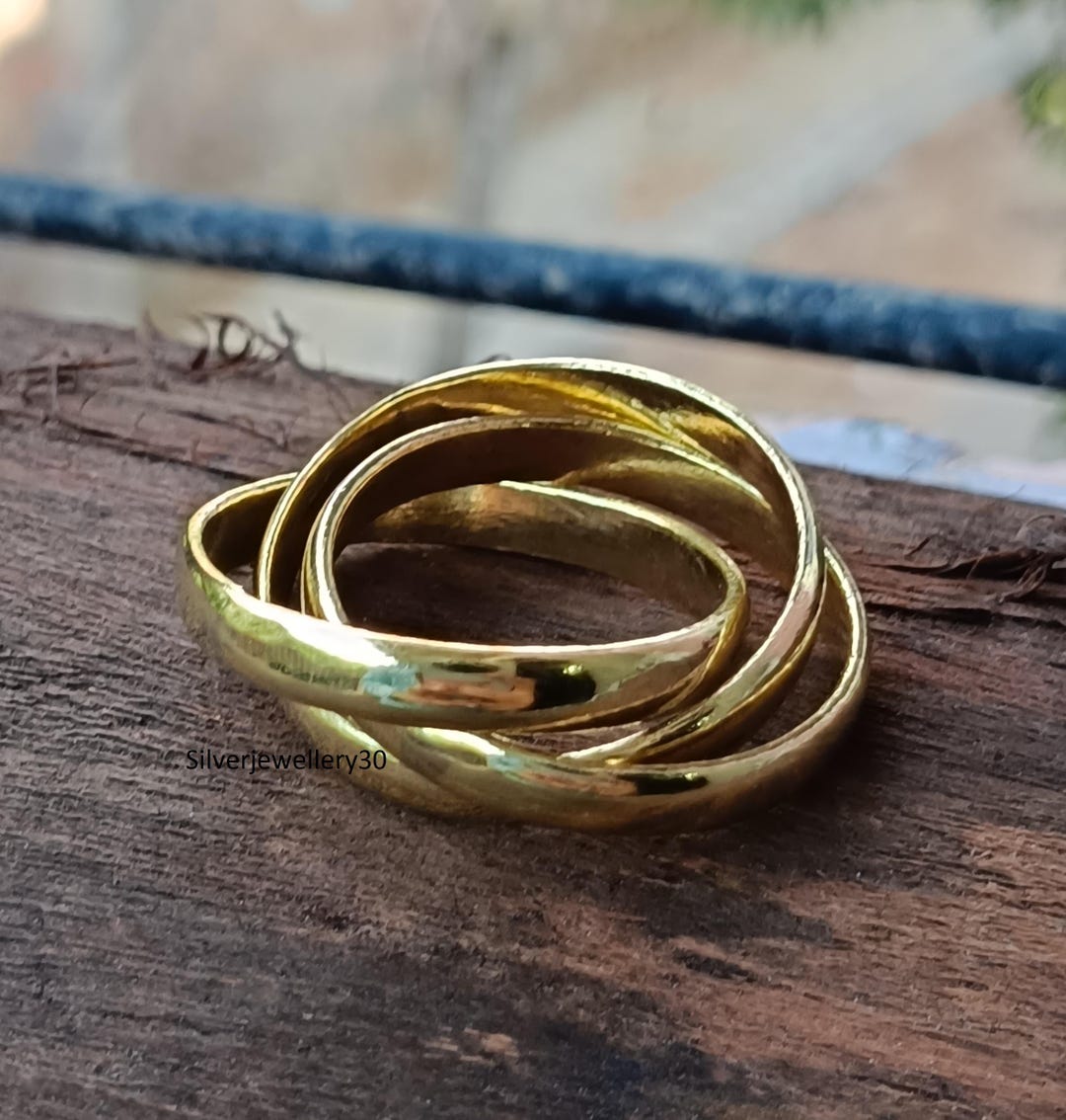 Rolling Ring, Brass Ring, Handmade Ring for Women, Brass Jewelry, Three ...