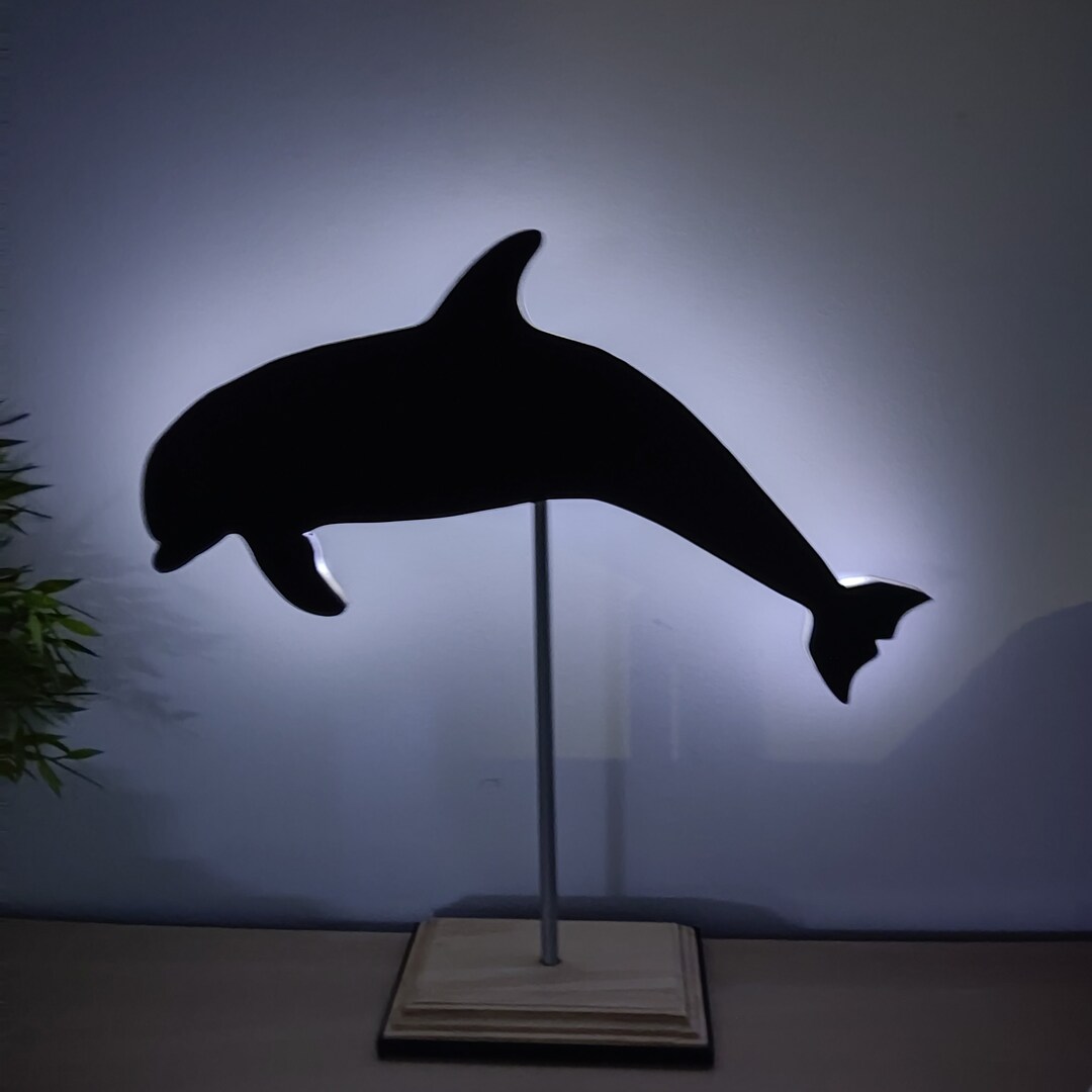 Dolphin Silhouette Led Lamp / Delfinlampe/delfine/3d Printed - Etsy