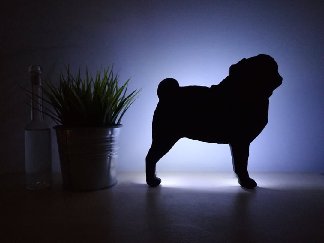 Pug Dog Silhouette LED Lamp , 3D Printed - Etsy
