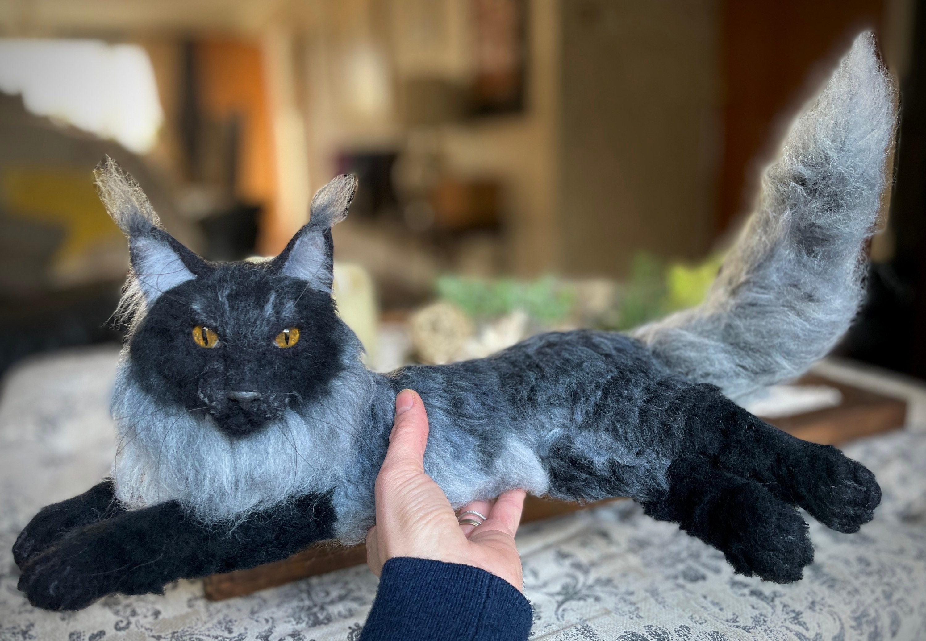 Handcrafted Needle Felted Maine Coon Cat - Etsy