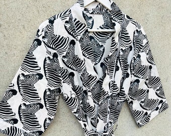 Stunning Sheer Kimono Robe for Women, Zebra Print Beach Cover up or ...