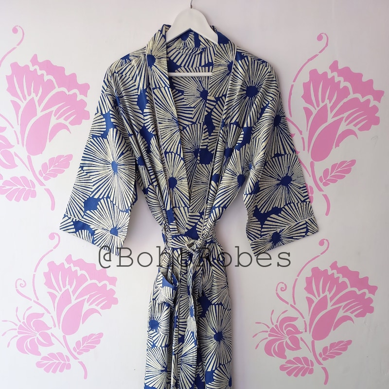 Indigo Kimono House Robe - Etsy