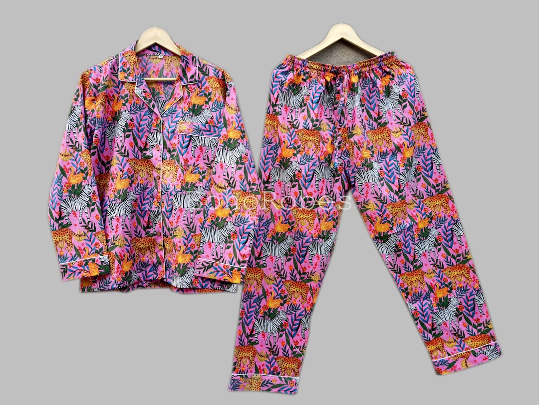 Indian Block Print Cotton Pajama Set: Women's Soft Pjs - Etsy