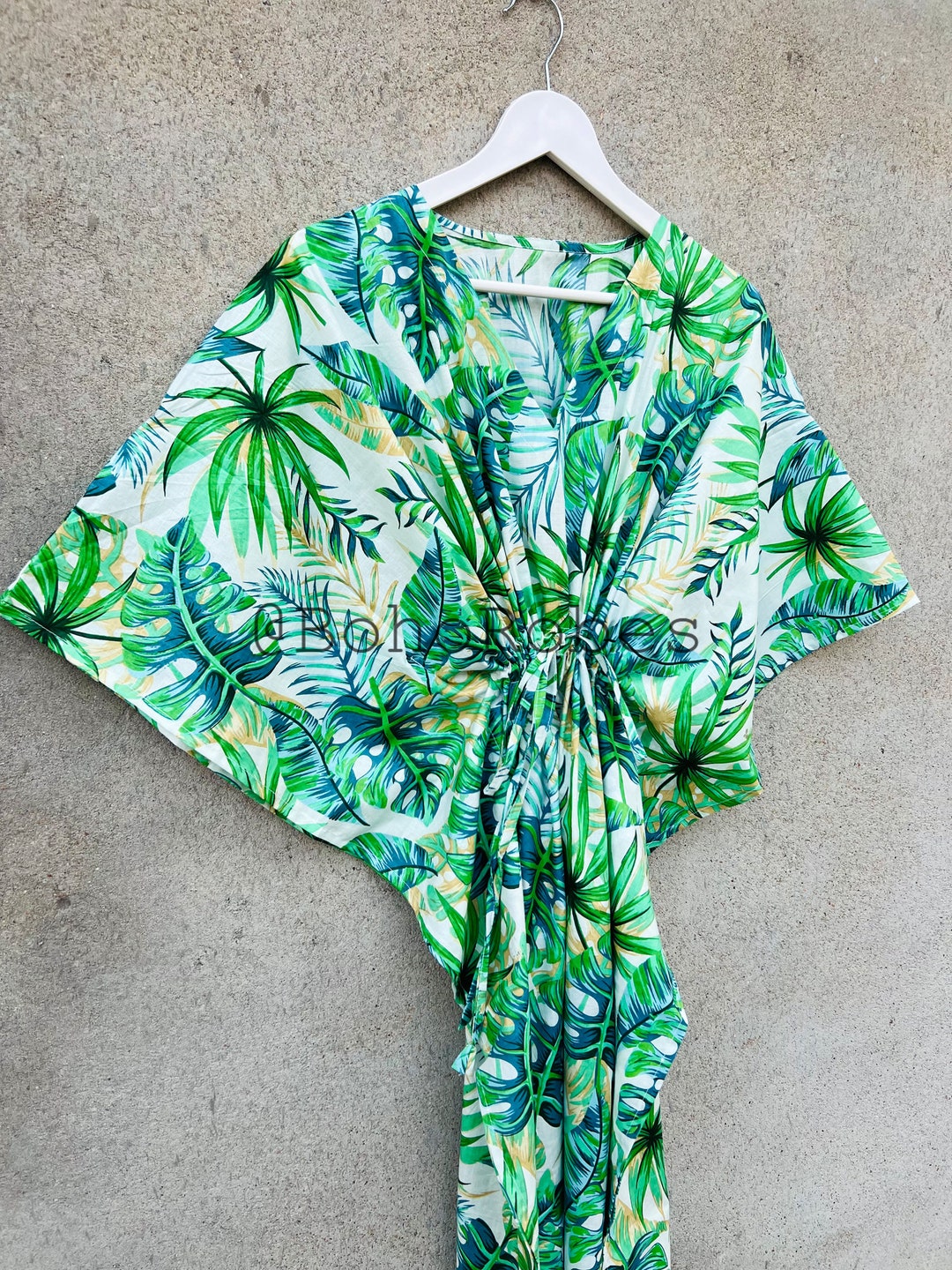 Tropical Cotton Kaftan Dress: Boho Beach Cover-up, Nightwear - Etsy