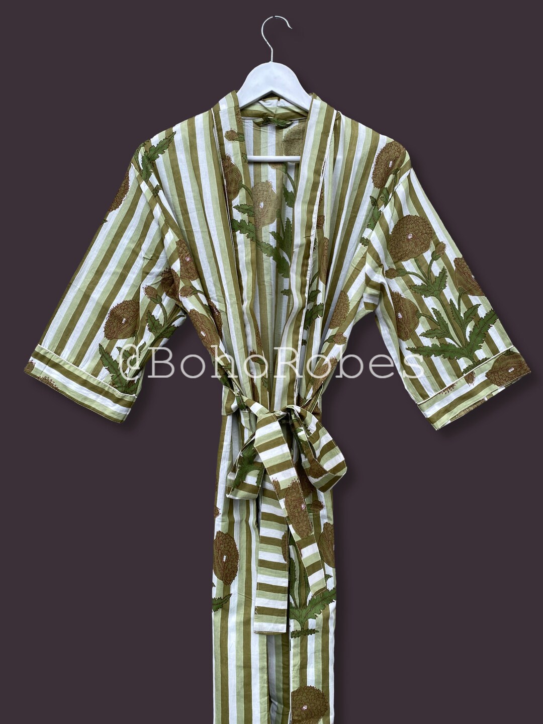 Sustainable Woman Cotton Robes, Hand Made Cotton Kimono Robes, Light ...