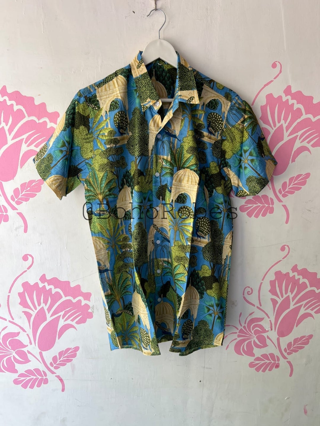 Jaipur Print Men's Cotton Shirt: Heritage Design, Short Sleeve - Etsy