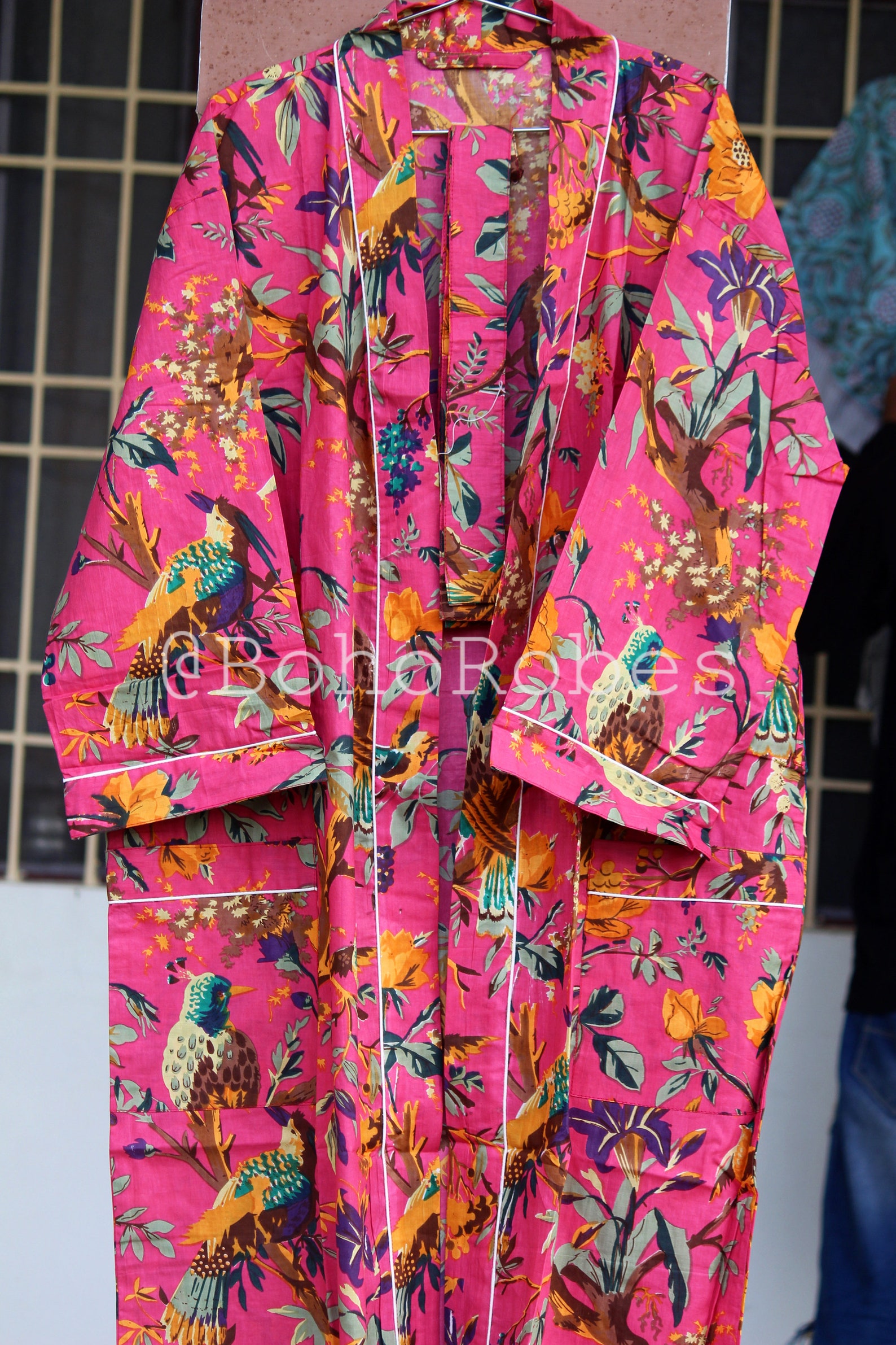 Pink Bird Ofmd Robe Indian Soft Cotton Kimono Bridesmaid - Etsy