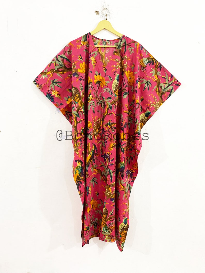Pink Bird Ofmd Robe Indian Soft Cotton Kimono Bridesmaid - Etsy
