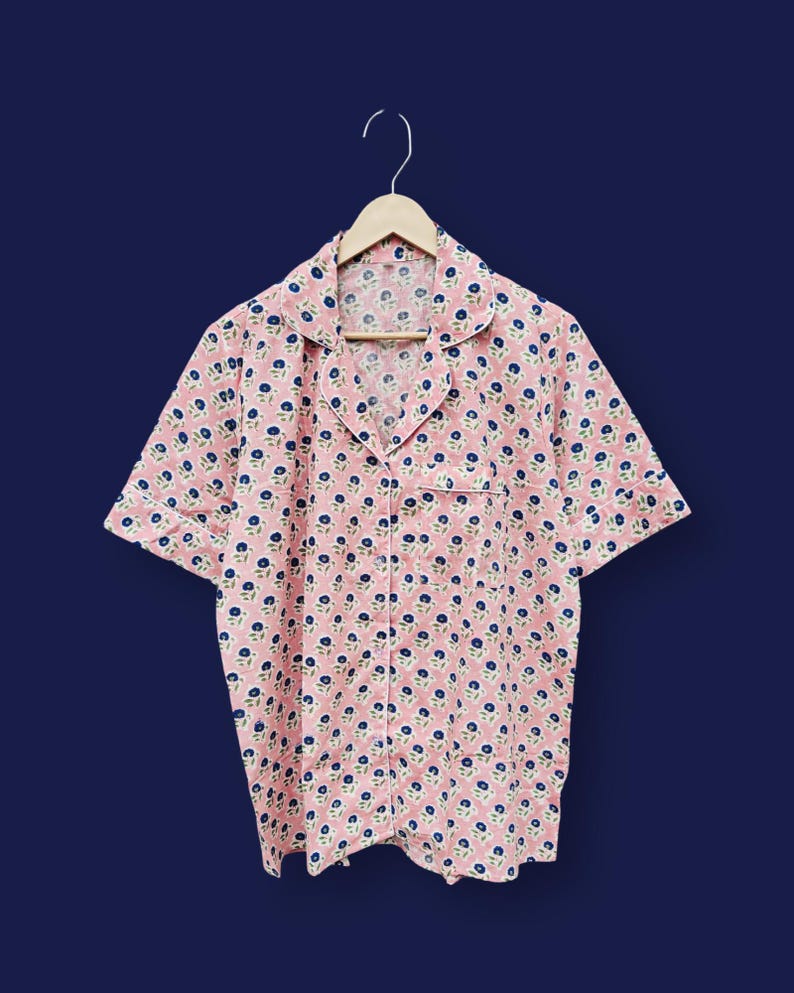 Floral Cotton Pajama Set: Handmade Block Print Short Set - Etsy UK