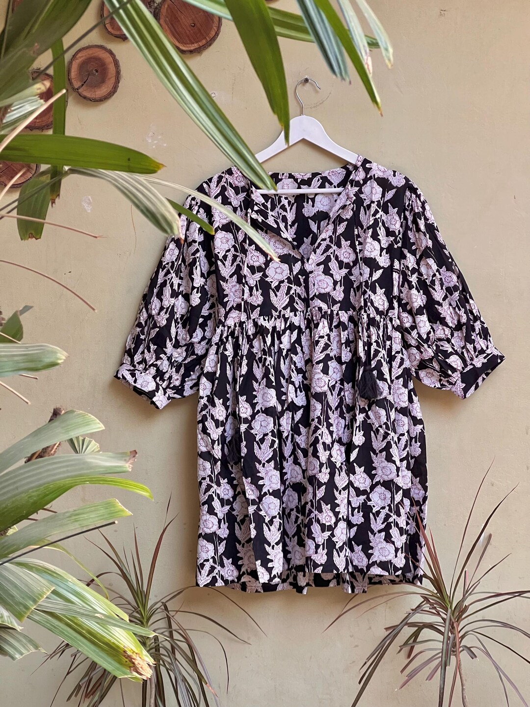 Floral Block Print Kyra Midi Dress | Bohemian Cotton Dress | Dresses ...