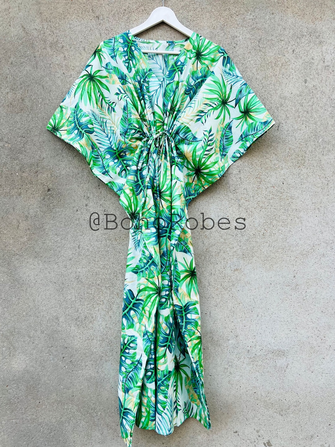 Green Tropical Cotton Kaftan: Beach Resort Wear - Etsy